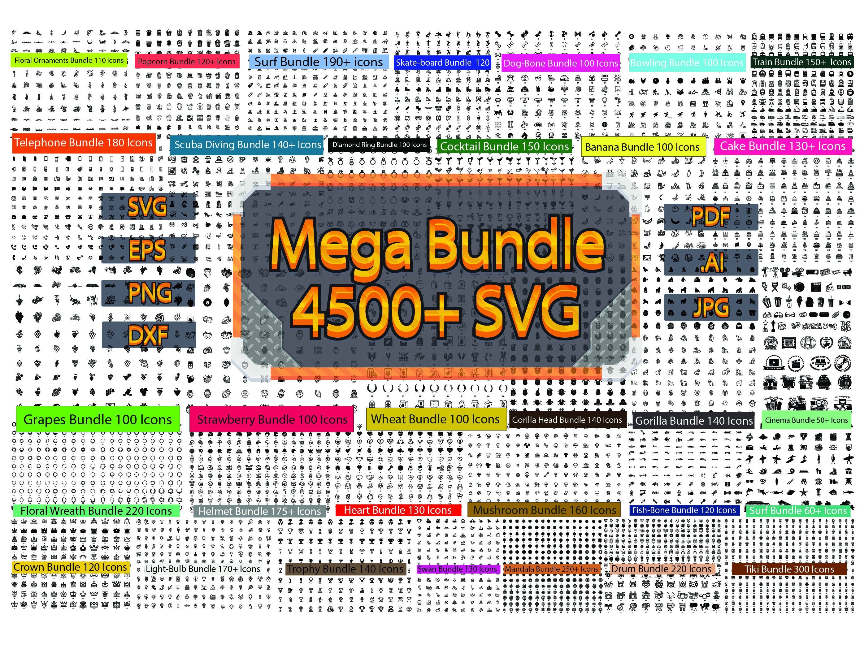 SVG Bundles 4500 Silhouettes, Logos, Clipart, Cut Files EPS, PNG Cricut ...