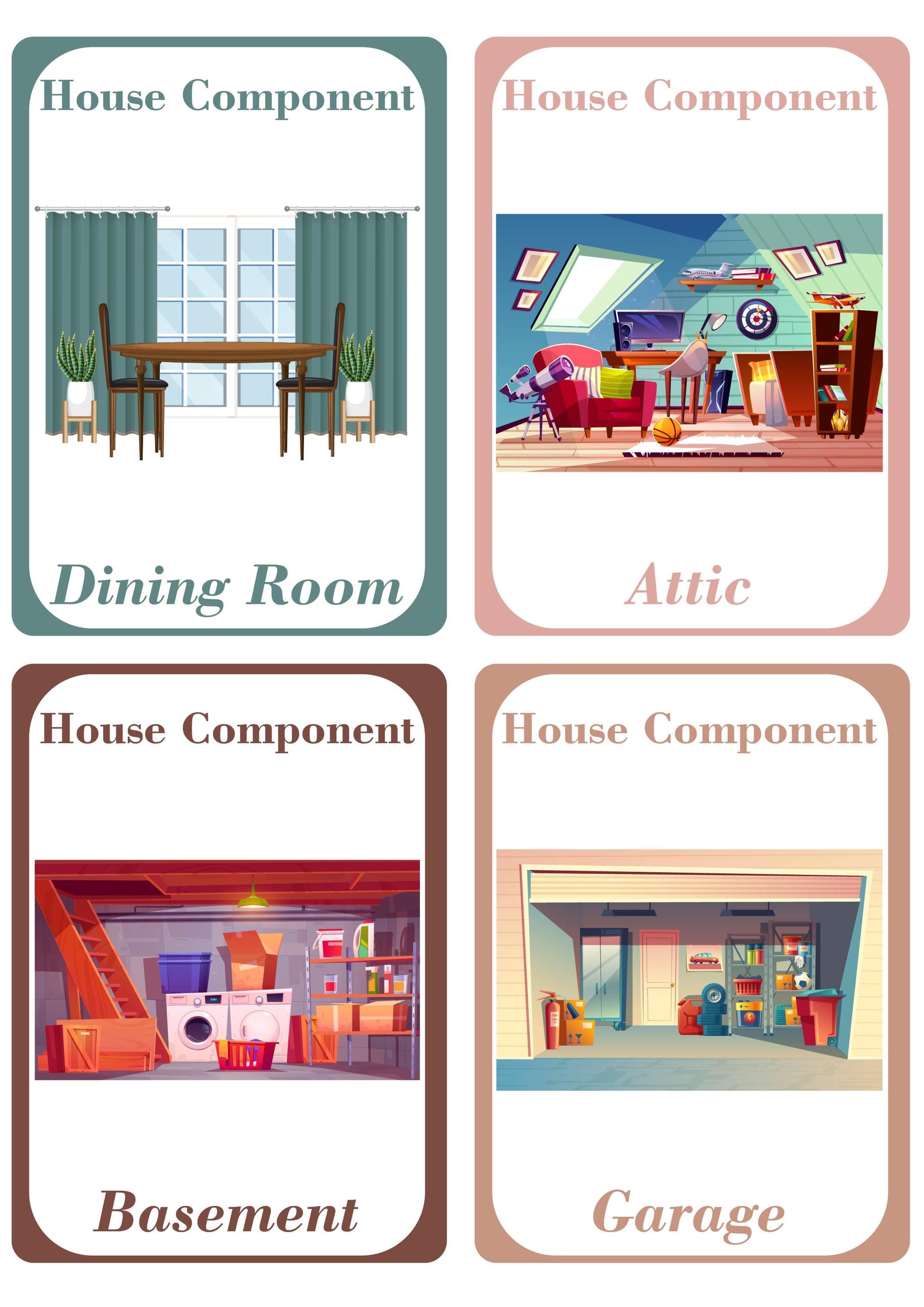 House Parts Flash Cards for Kids | Educational Printable (PDF & JPG) - Etsy
