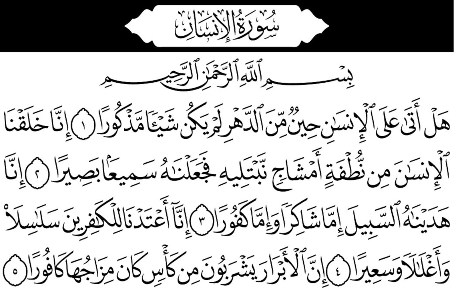 Surah Al-insan 76 سورة الإنسان Surah Al Insaan Full Surah - SVG, EPS ...