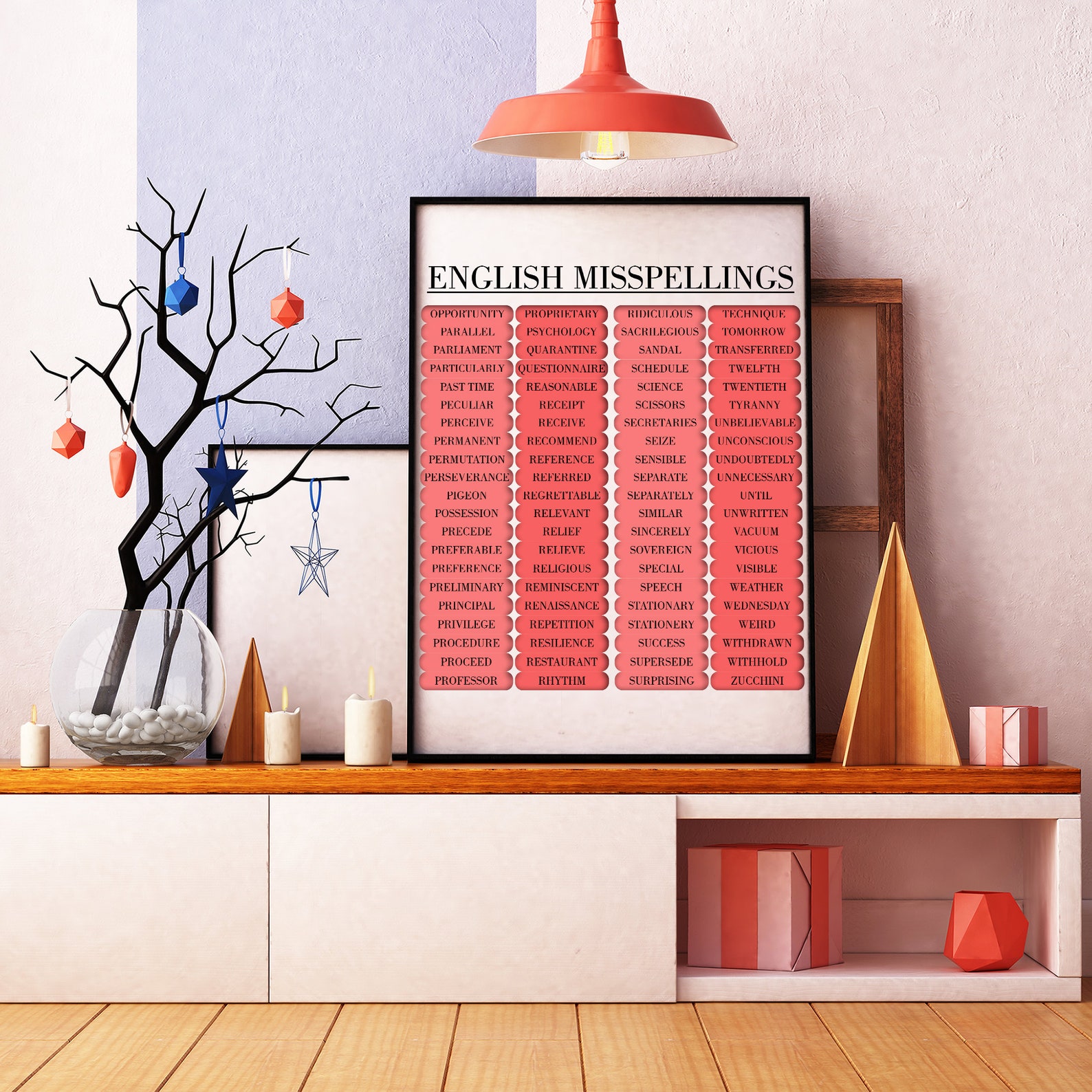 English Misspellings Words Kids Poster 100 Commonly Misspelled Words ...