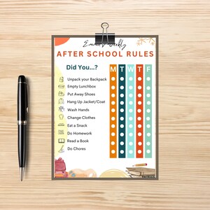 After School Routine,kids Daily Checklist, Kids Morning Routine ...