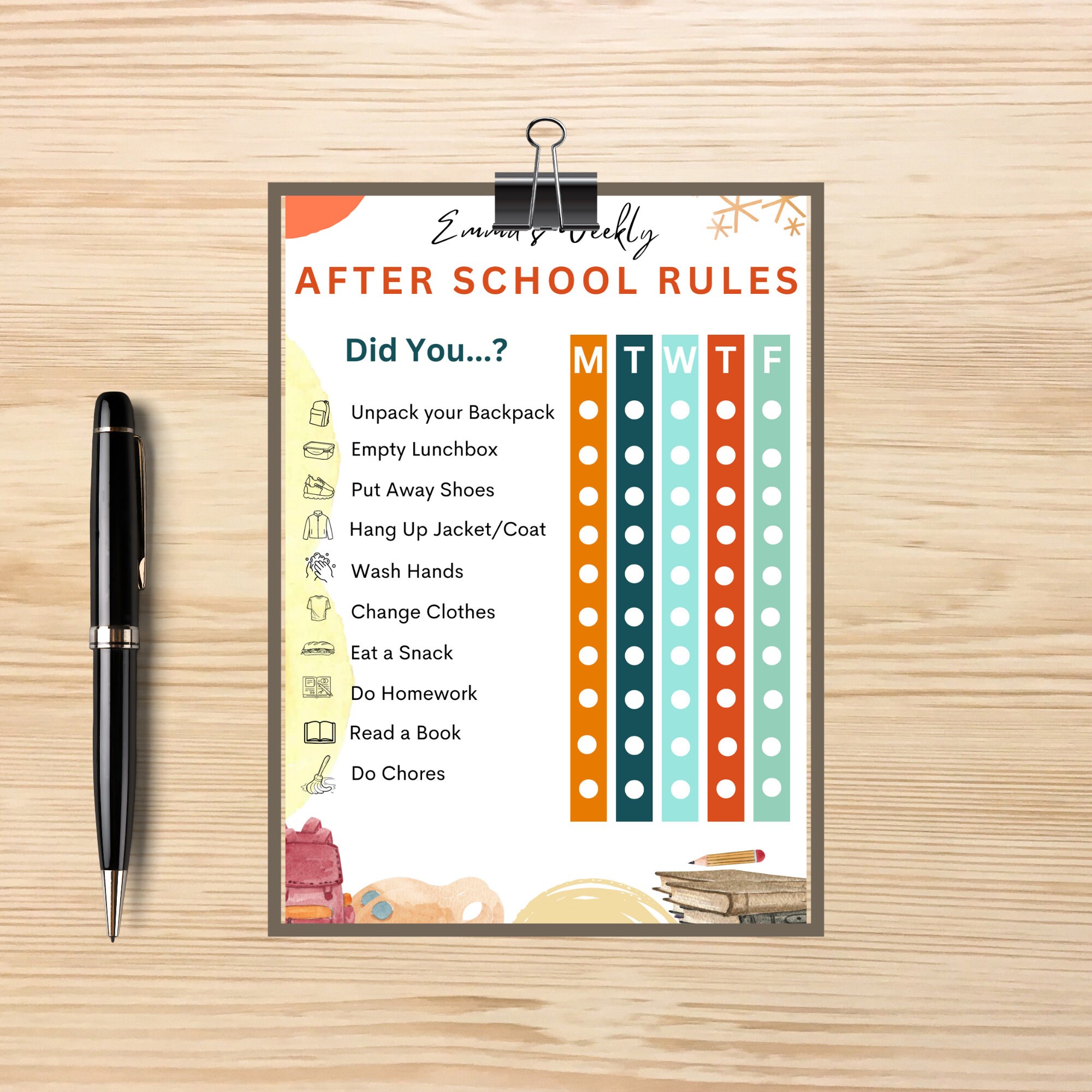 After School Routine Kids Daily Checklist Kids Morning Routine