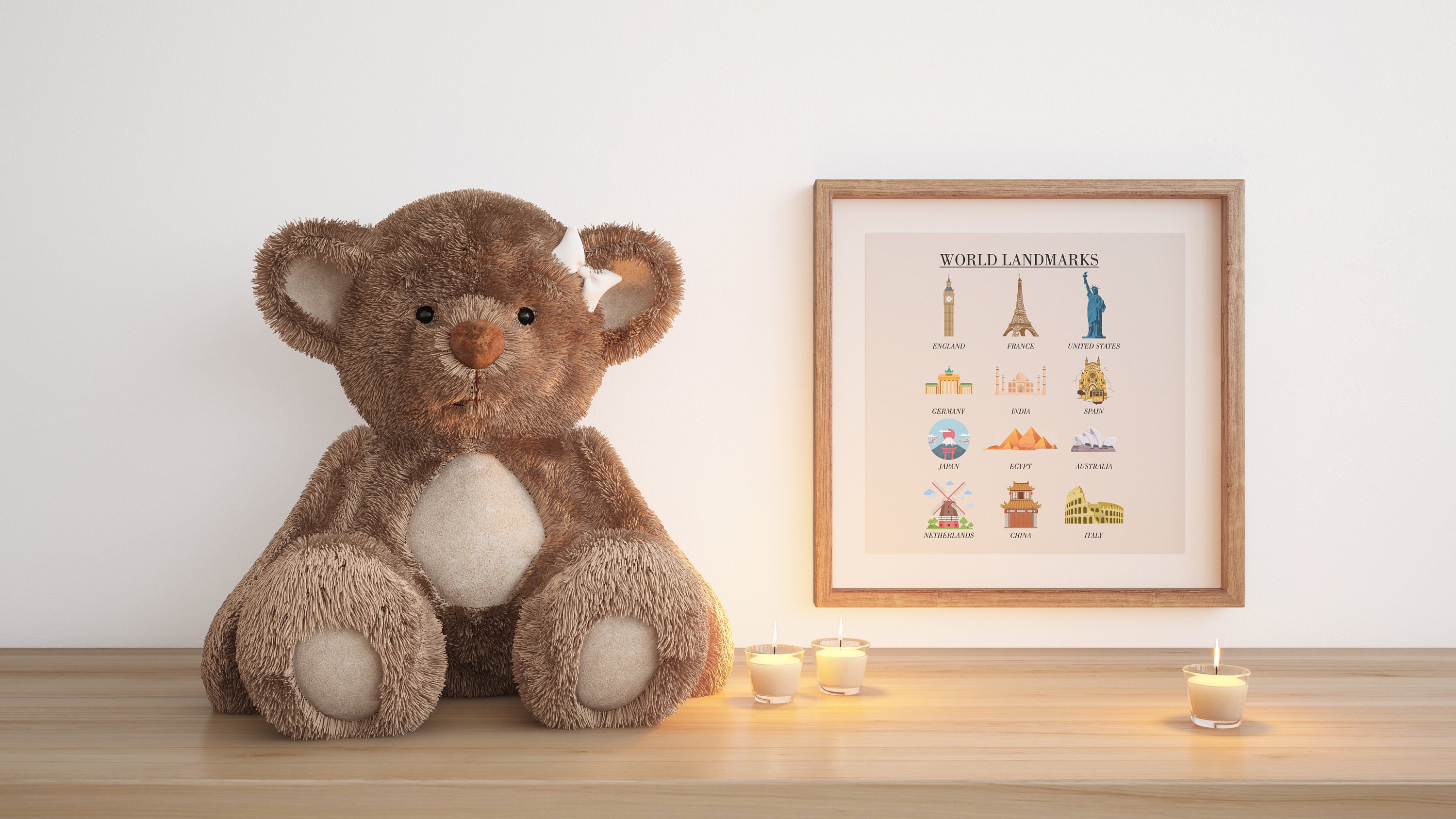 World Landmarks Print Montessori Kids Poster Display Poster - Etsy
