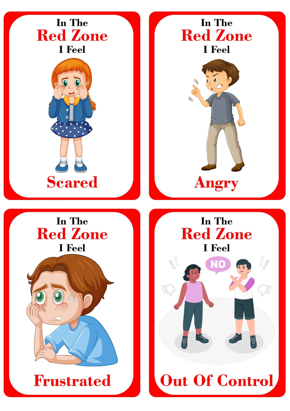 Zones of Regulation Flash Cards for Kids - Emotional Regulation ...