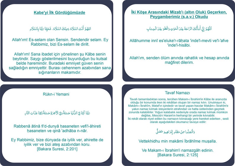 Umre Dua Kartları / Flash Kart Arapça Türkçe Yazdırılabilir PDF Umre ...