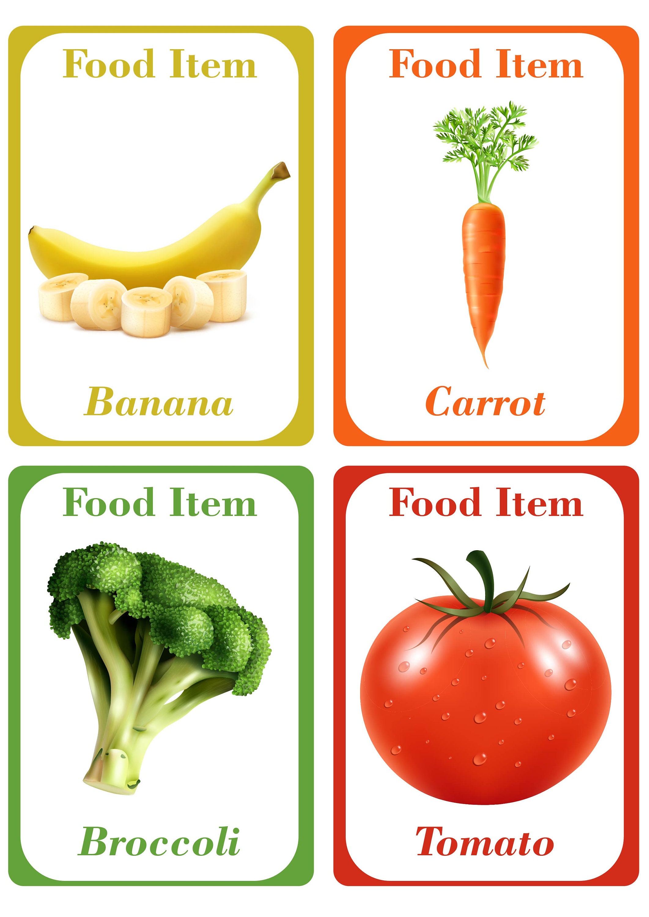 Food Flash Cards for Kids – Vegetable, Fruit and More (JPG & PDF - Etsy