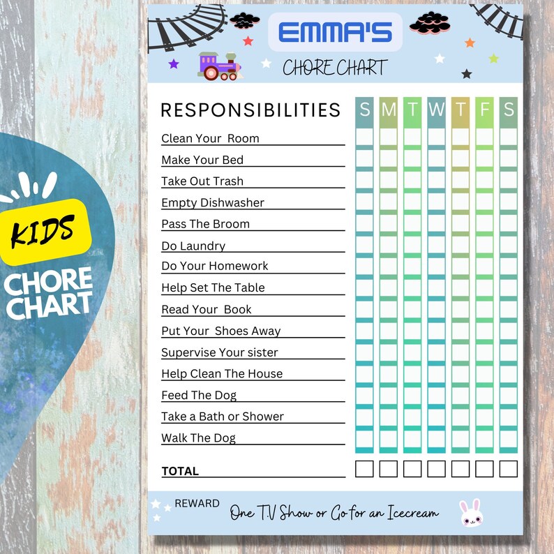 Editable Allowance Chart for Kids Allowance Tracker Editable Chore ...