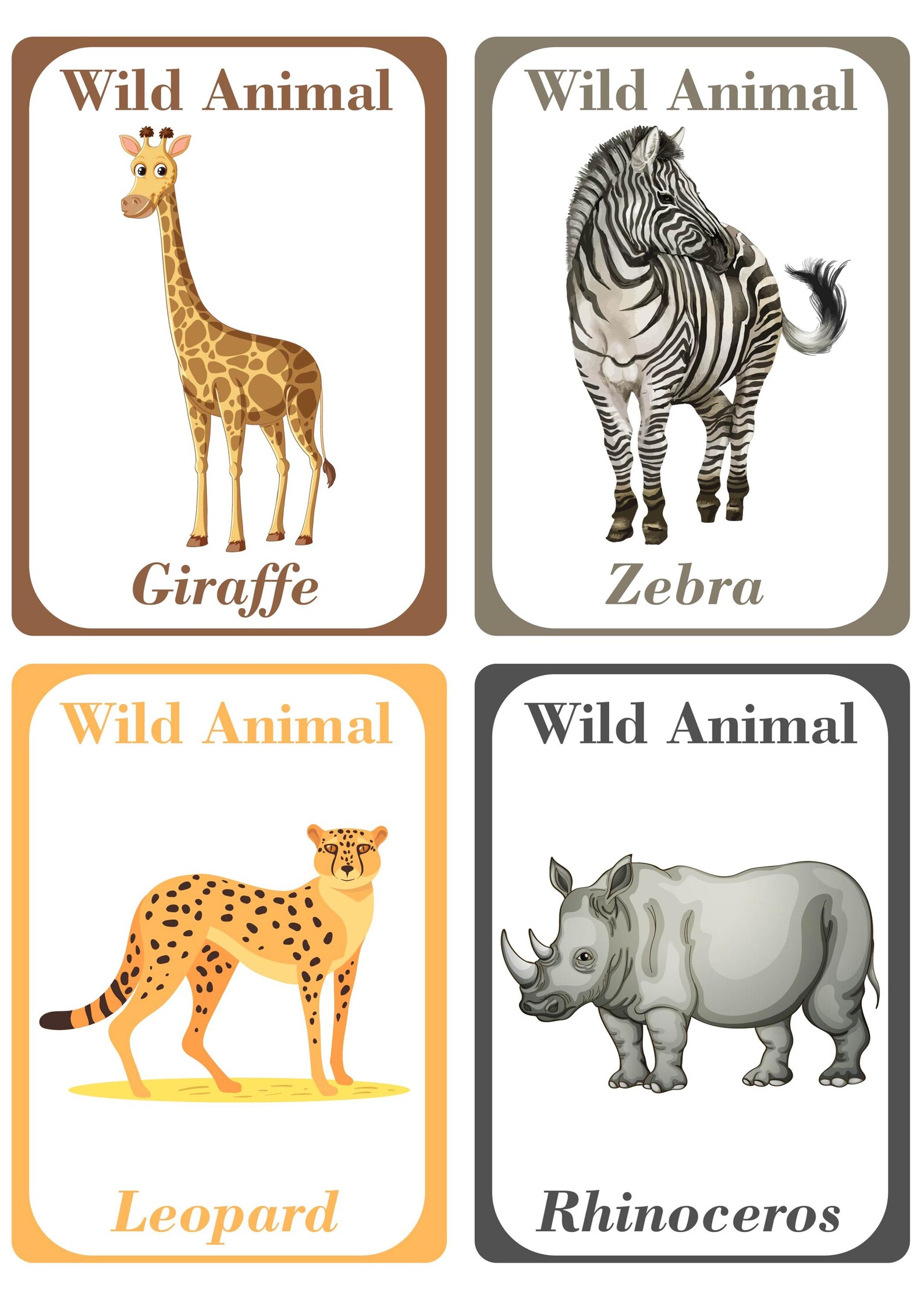 Wild Animals Flash Cards for Kids | Educational Flashcards | Safari ...