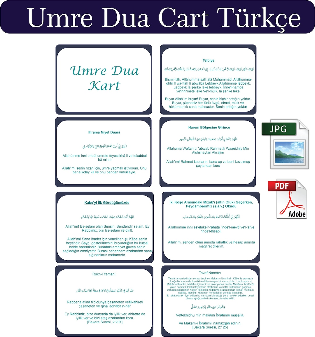 Umre Dua Kartları / Flash Kart Arapça Türkçe Yazdırılabilir PDF Umre ...