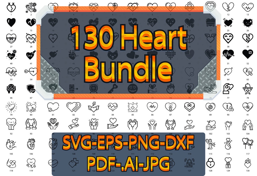 Heart Bundle 130 Instant Download SVG PNG EPS Vector High - Etsy