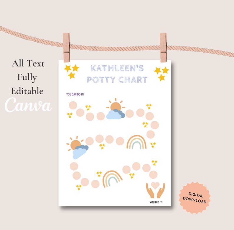 Editable Potty Chart Potty Training Chart Custom Sticker Chart Potty ... Editable Potty Chart Potty Training Chart Custom Sticker Chart Potty ...