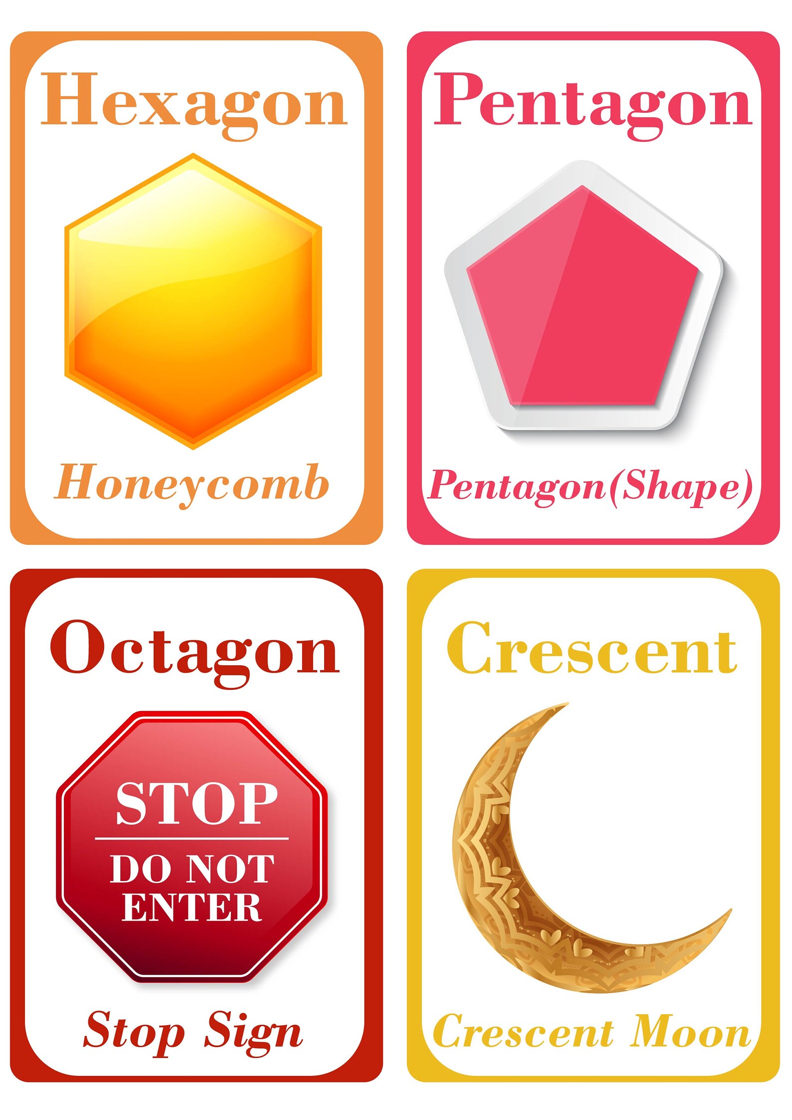 Shapes Flash Cards for Kids - Circle, Triangle, Square, and More - Etsy