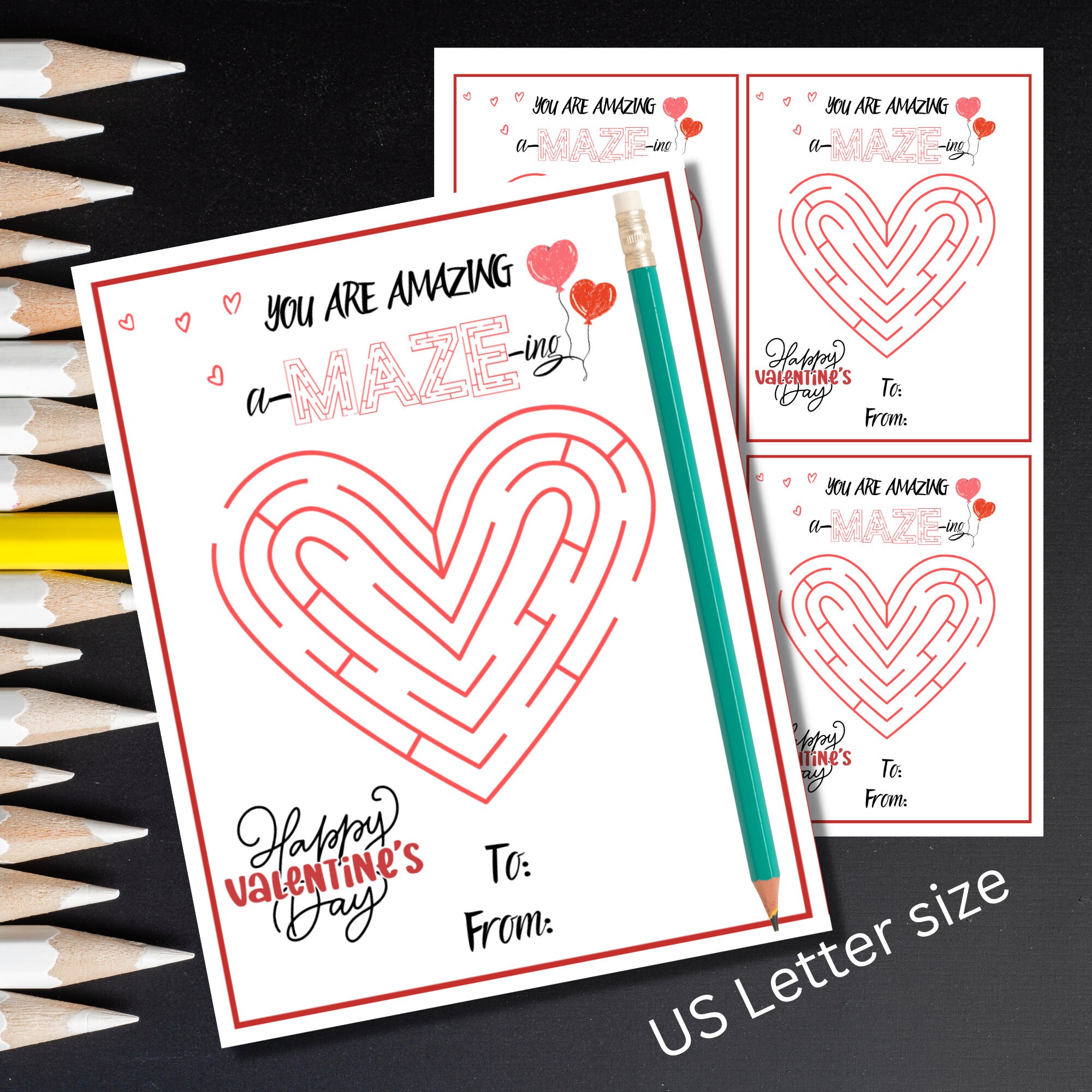 You're Amazing Valentine|valentine's Day Maze Card|valentine's Day ...