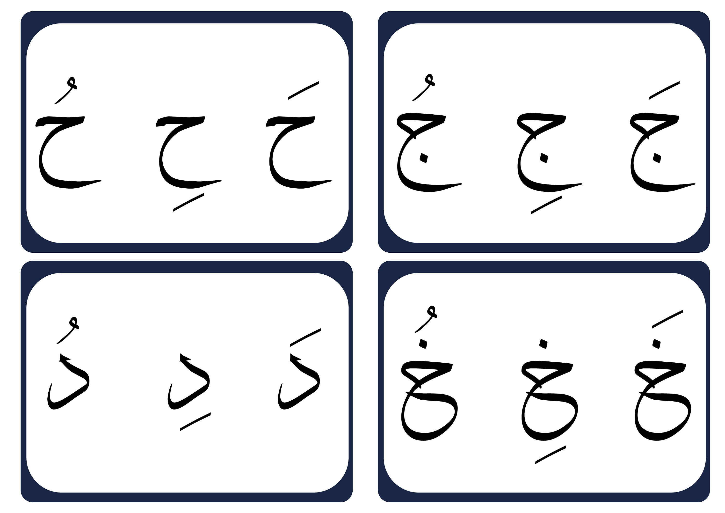 Arabic Alphabets Flash Cards With Short Vowels - Digital Download - A4 ...