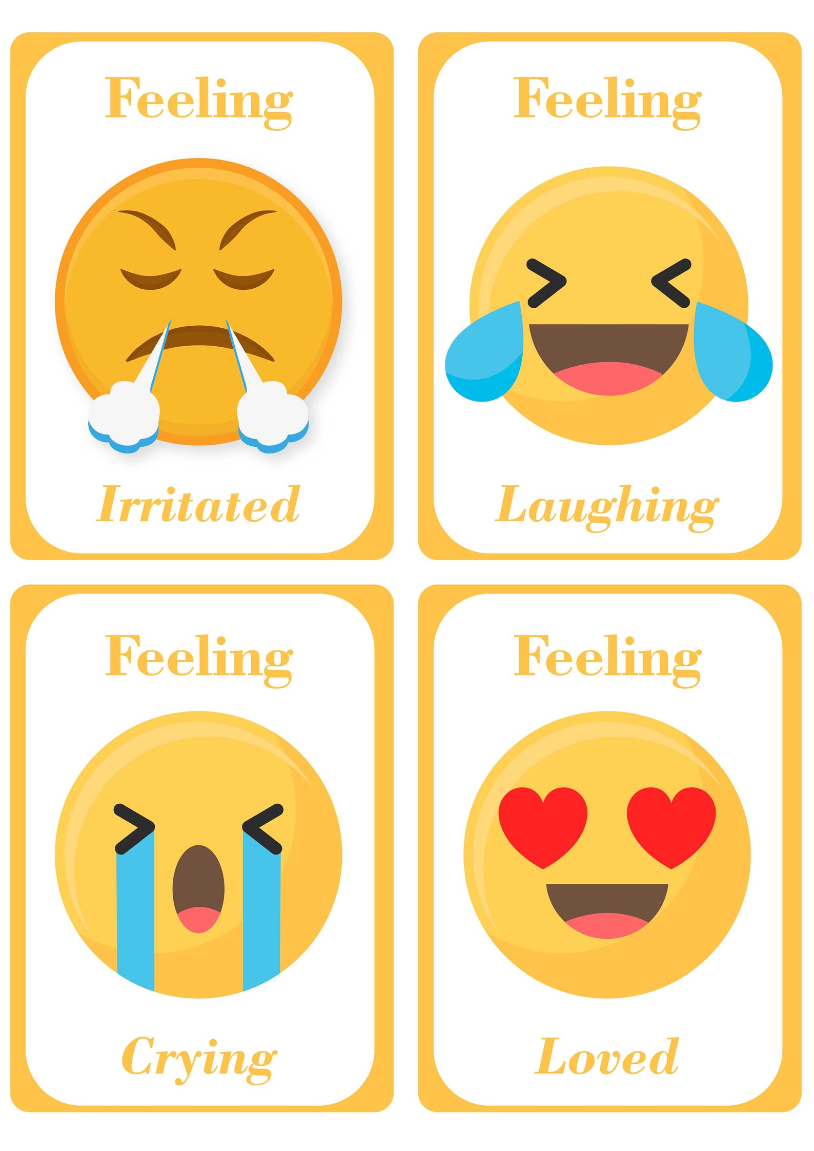 Feelings Flash Cards for Kids - Educational Printable - Etsy