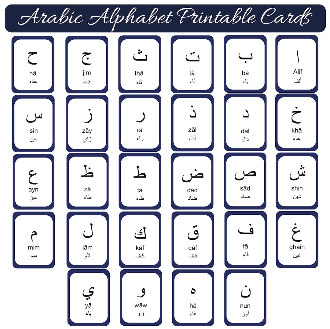Arabic Alphabets Flash Cards Printable Cards PDF Download Letters for ...