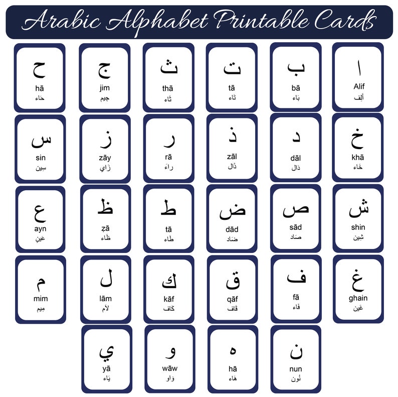Arabic Alphabets Flash Cards Printable Cards PDF Download Letters for ...