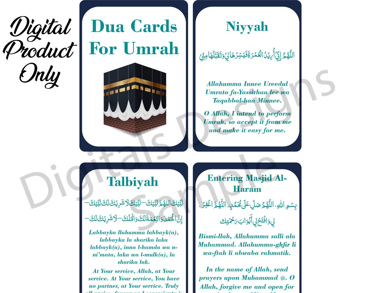 Dua Cards Umrah Vertical A4 Page Flash Card Arabic English Printable ...