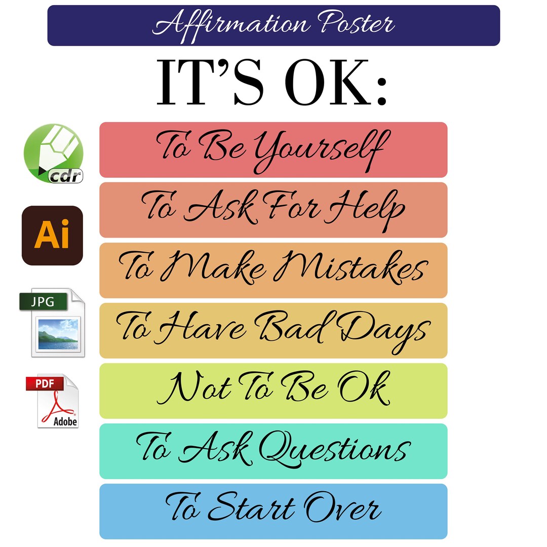 It's Ok Affirmative Poster for Kids Instant Download PDF JPG Printable ...