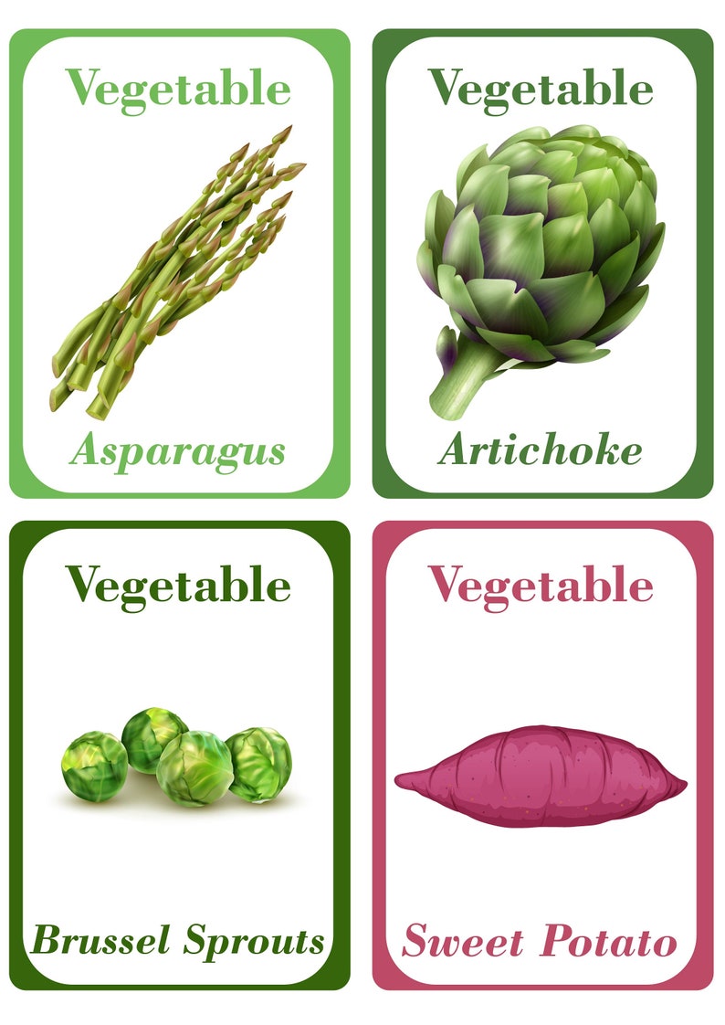 Vegetable Cards Flash Cards for Kids Educational and Fun Learning Tool ...