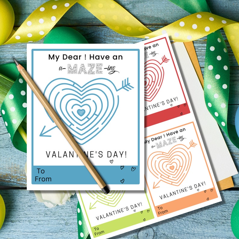 Printable Maze Valentine's Day Card | Kids Class Valentines (PDF) - Etsy