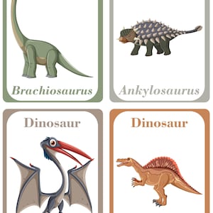 Dinosaurs Flash Cards for Kids - PDF and JPG Download 3.5 X 5 Inches on ...