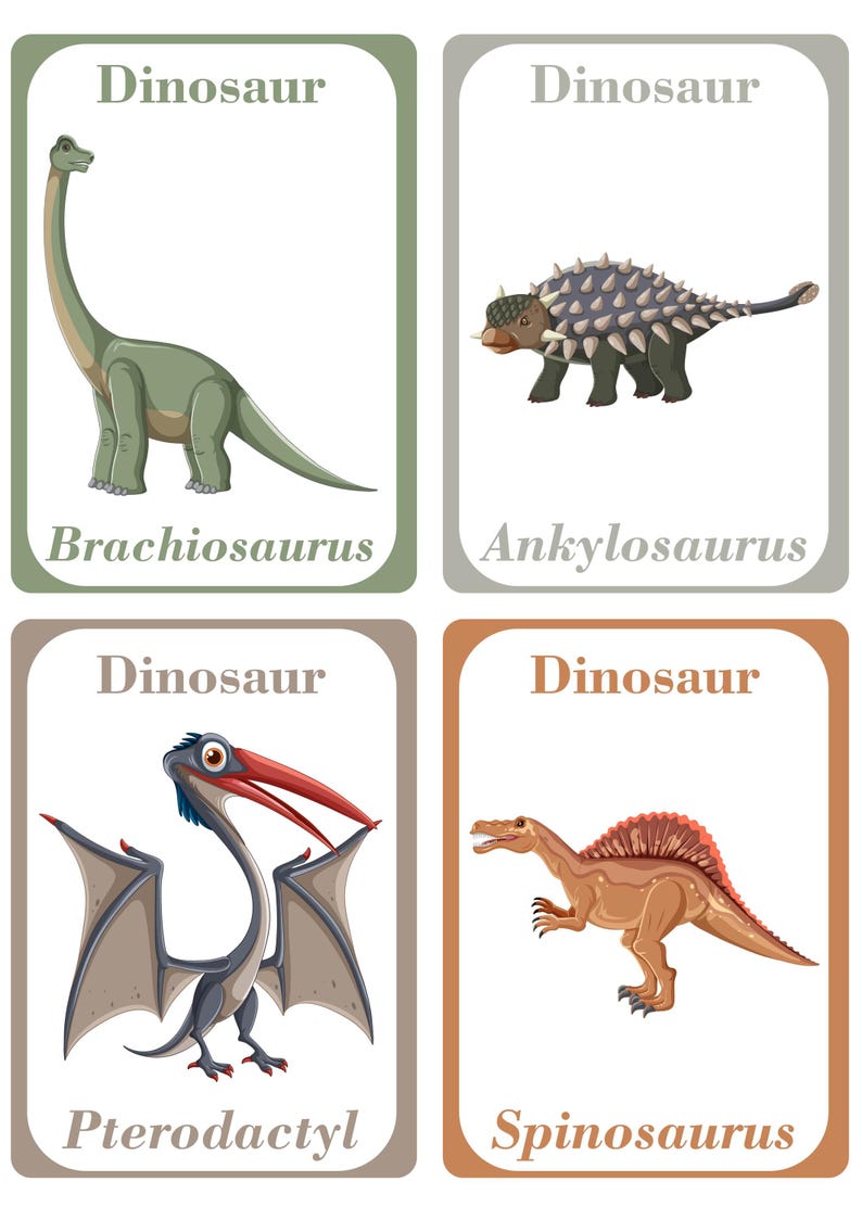 Dinosaur Flash Cards for Kids – Printable Learning Cards (PDF & JPG ...