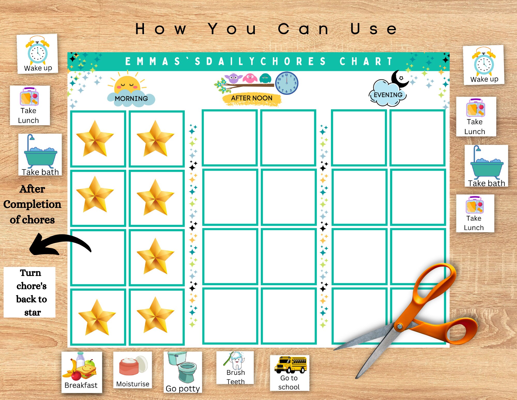 Editable Chore Chart & Clip Art Kids Chore Chart Clipart - Etsy