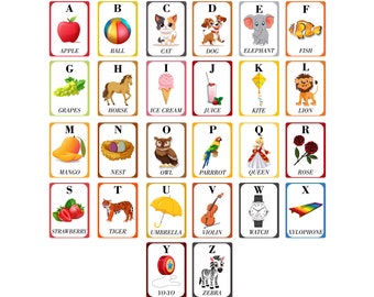 English Alphabets ABC With Pictures Kids Character With Photos Flash ...