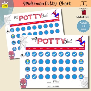 Spiderman Potty Chart|spidey Potty Training Chart|kids Reward Chart ...