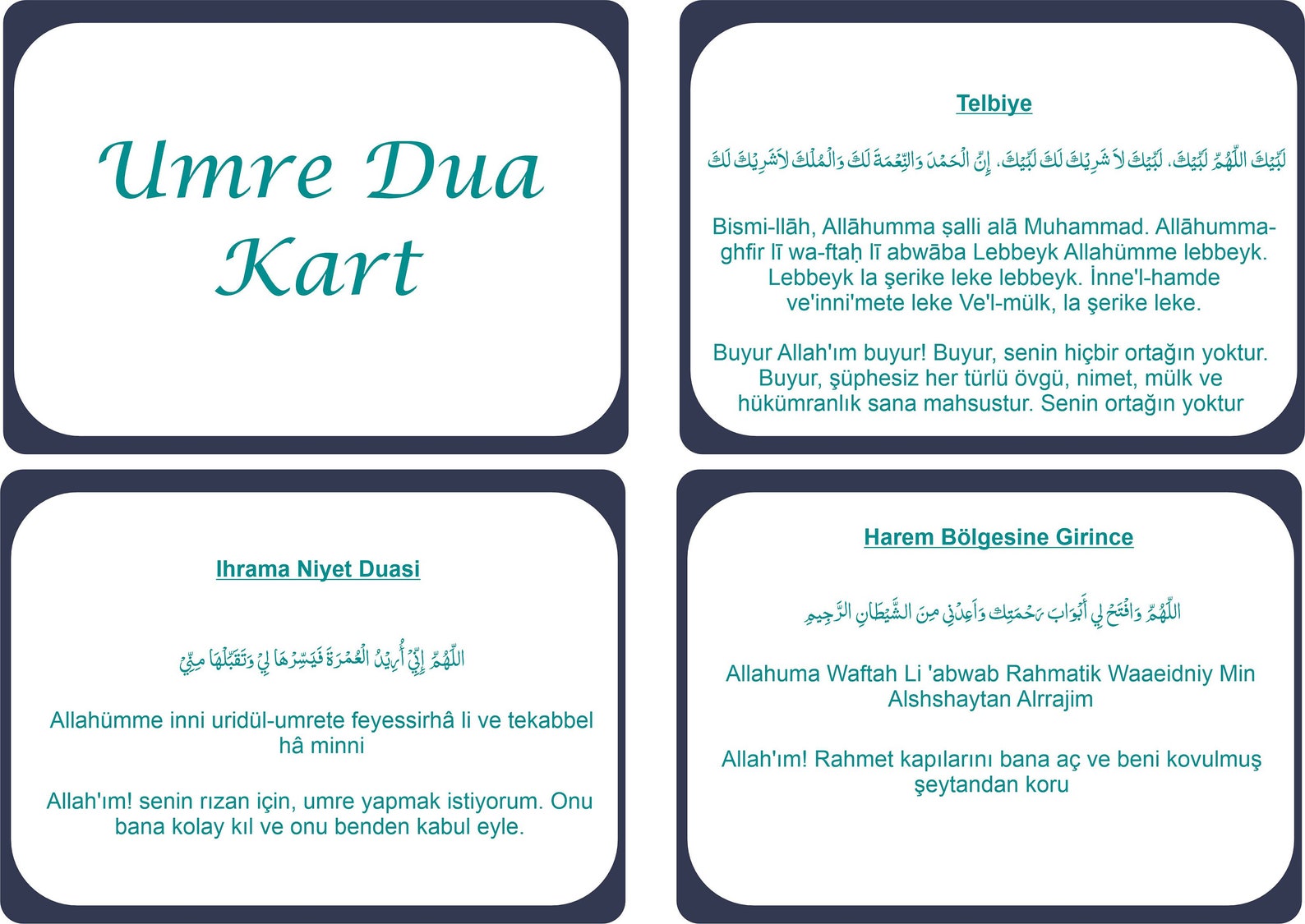 Umre Dua Kartları / Flash Kart Arapça Türkçe Yazdırılabilir PDF Umre ...