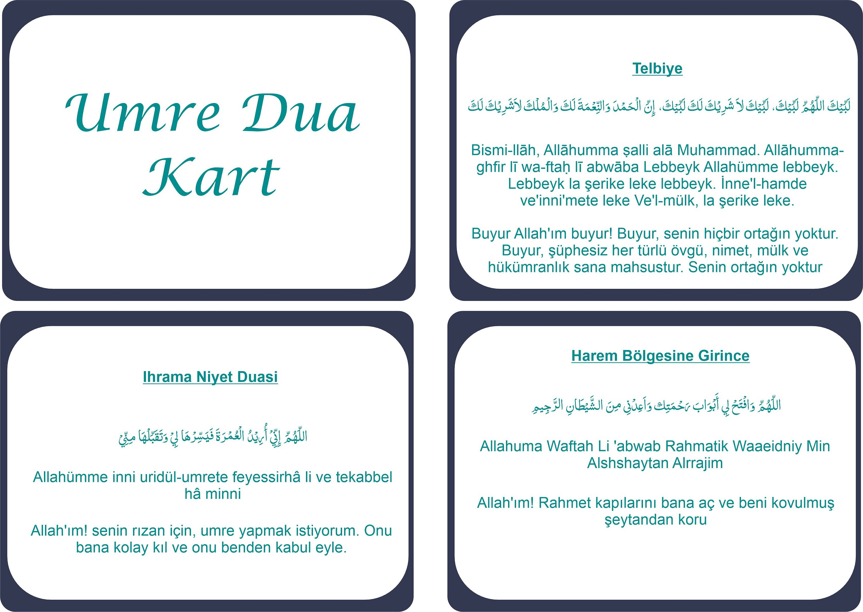 Umre Dua Kartları / Flash Kart Arapça Türkçe Yazdırılabilir PDF Umre ...