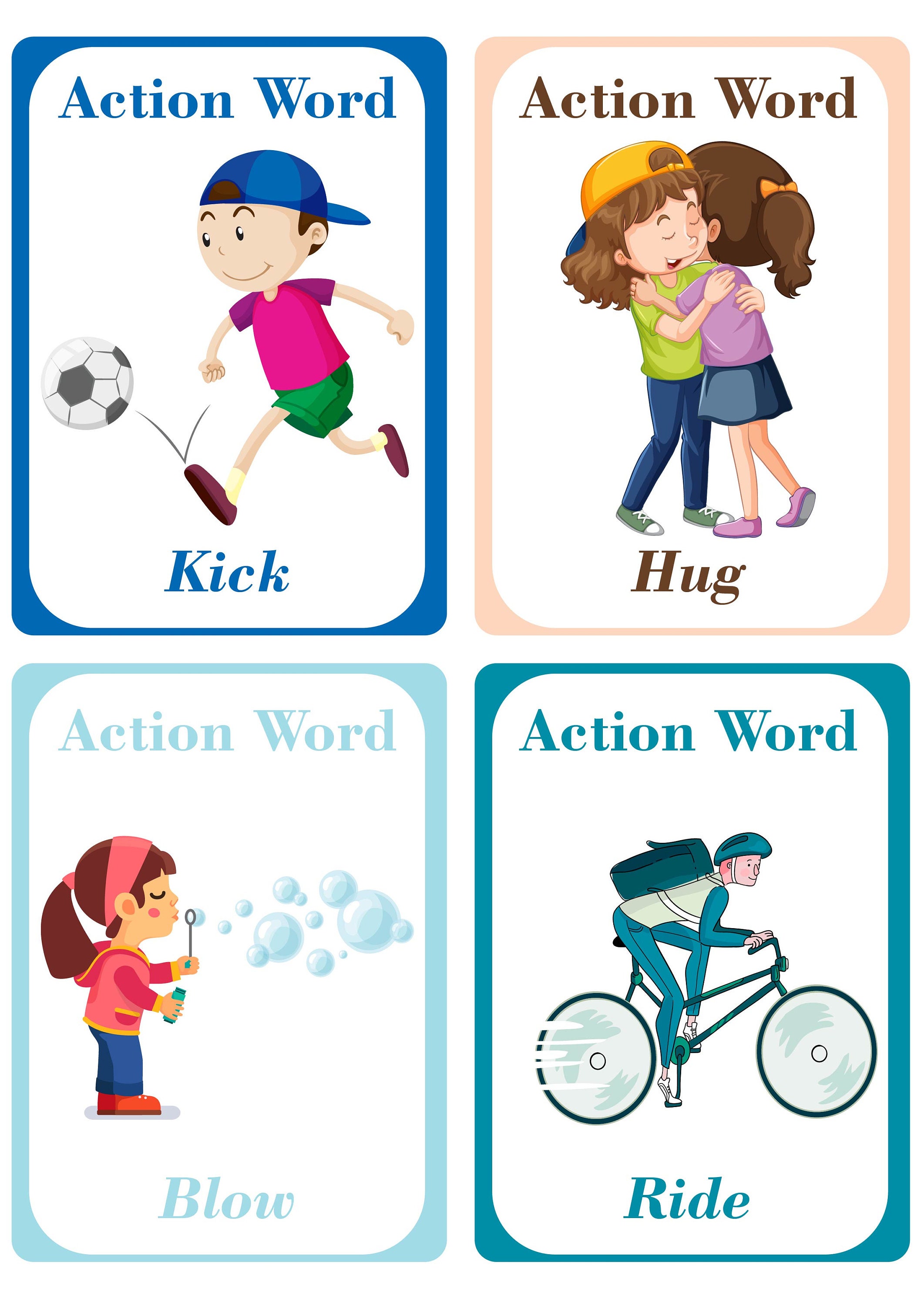 Action Verb Flash Cards – Kids Learning, Printable (JPG & PDF) - Etsy