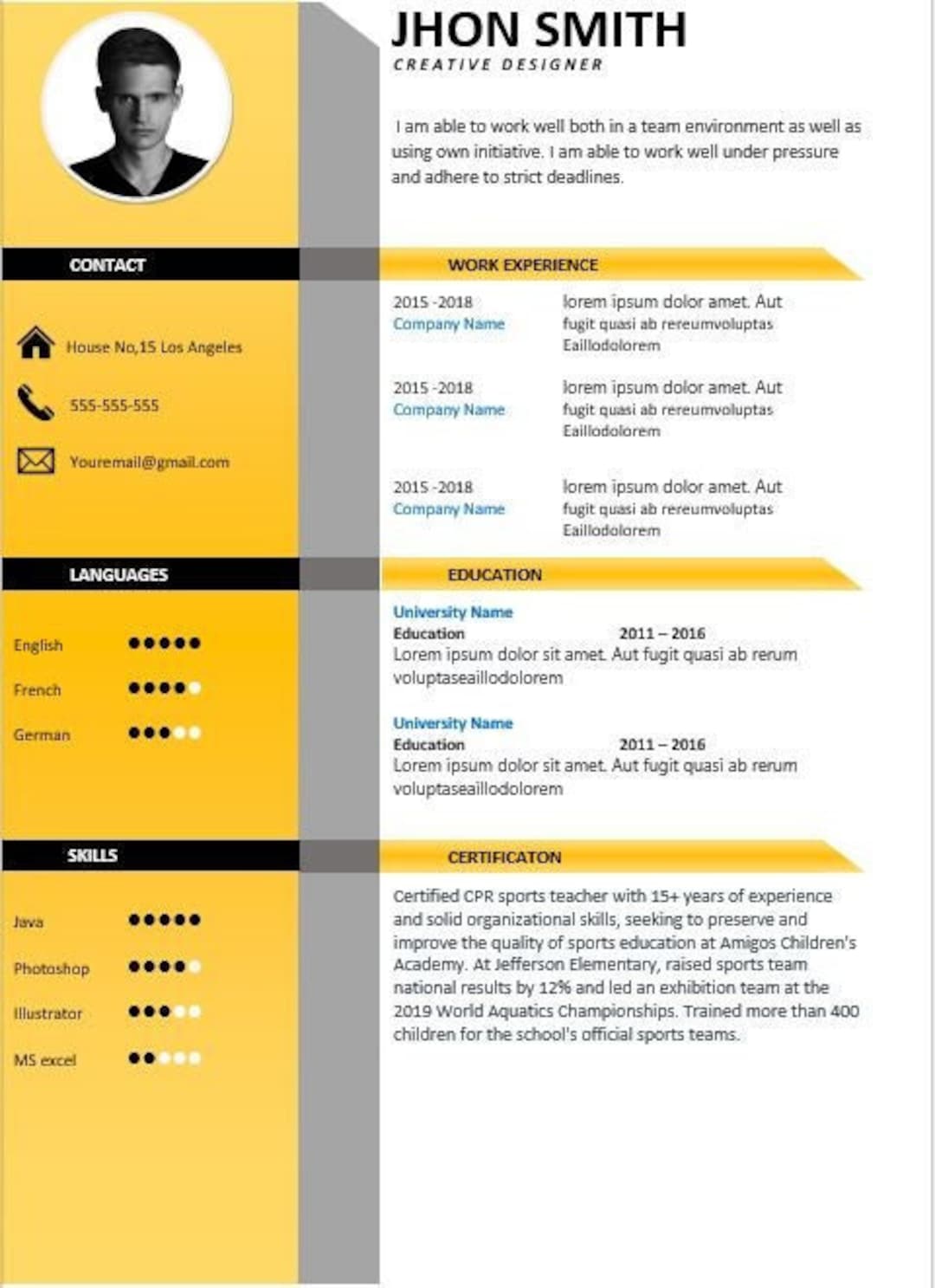 Creative Professional Designer Resume MS Office Word Template Easy to ...