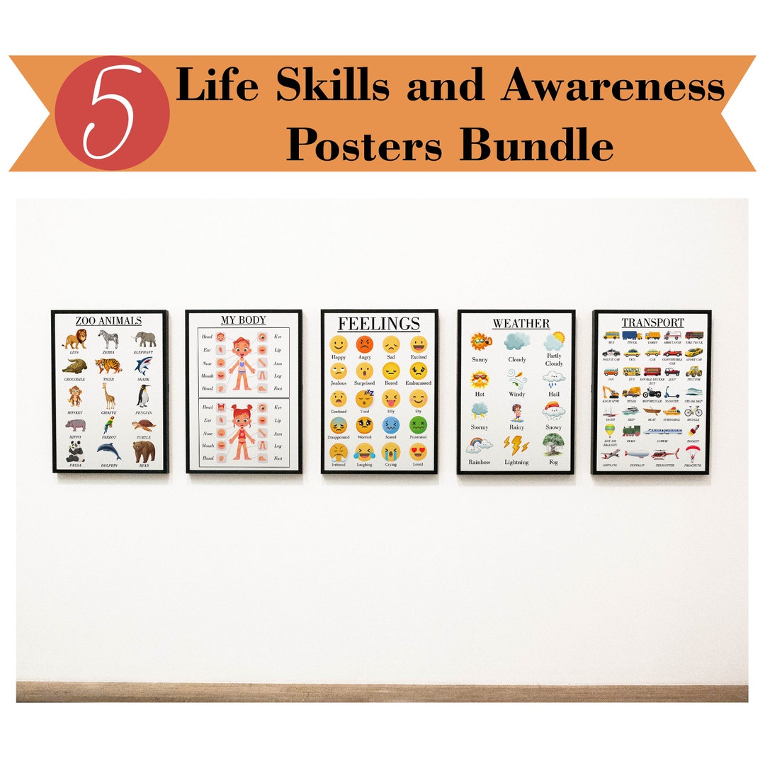 Kids Life Skills and Awareness Poster Bundle - PDF and JPG Formats ...