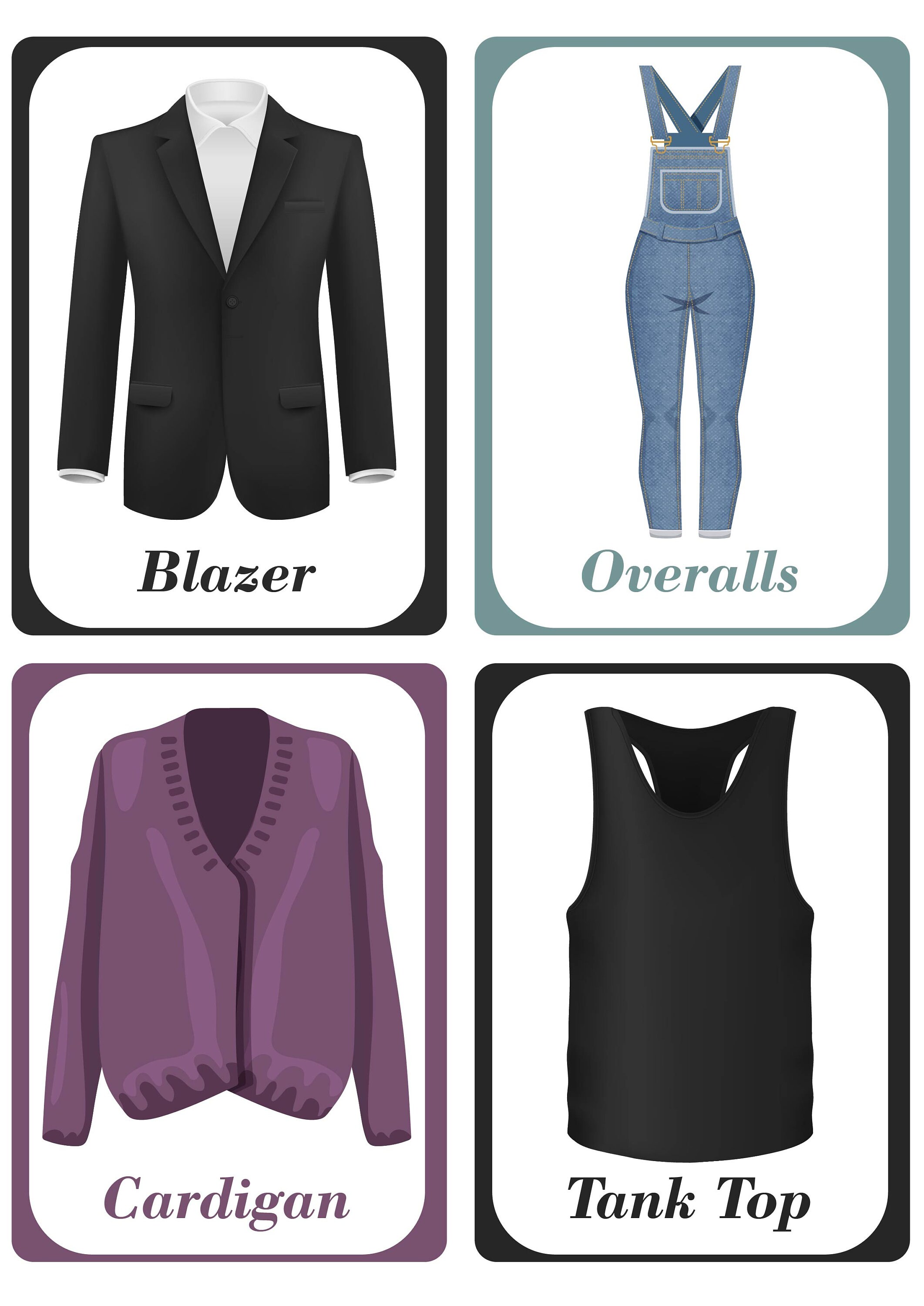 Digital Clothing Flash Cards for Kids - Learn Clothes Names PDF and JPF ...