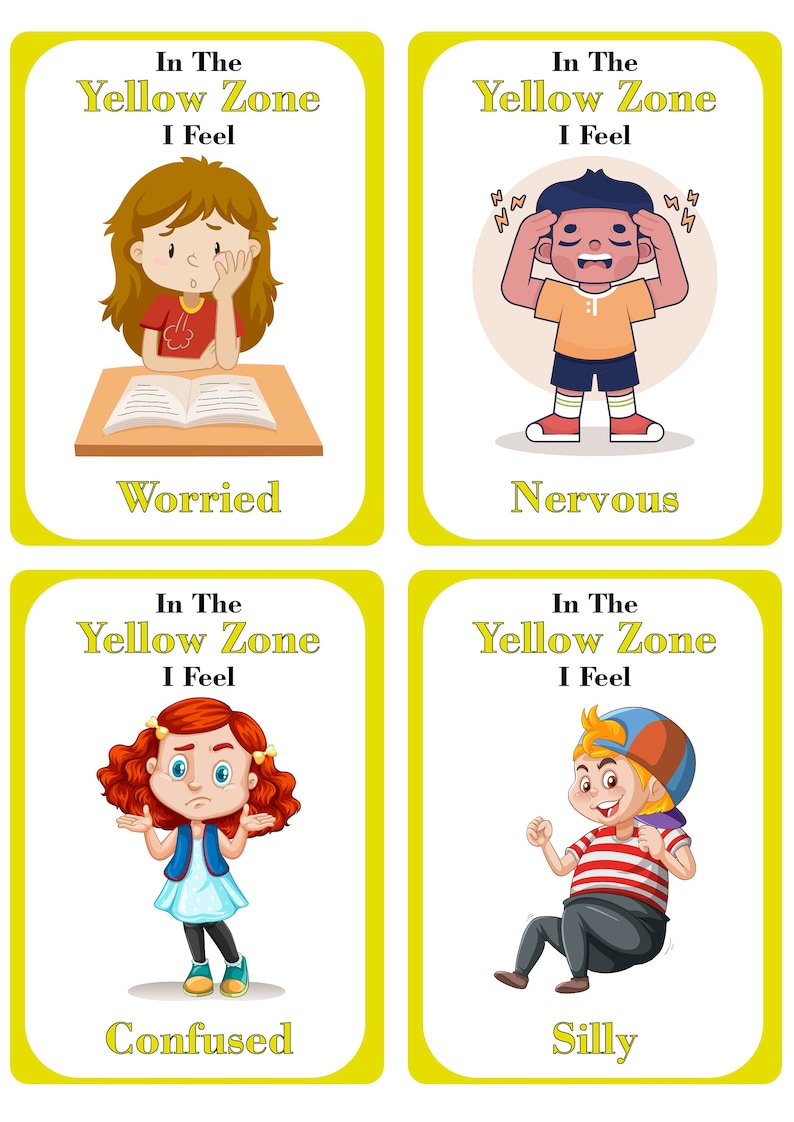 Zones of Regulation Flash Cards for Kids - Emotional Regulation ...