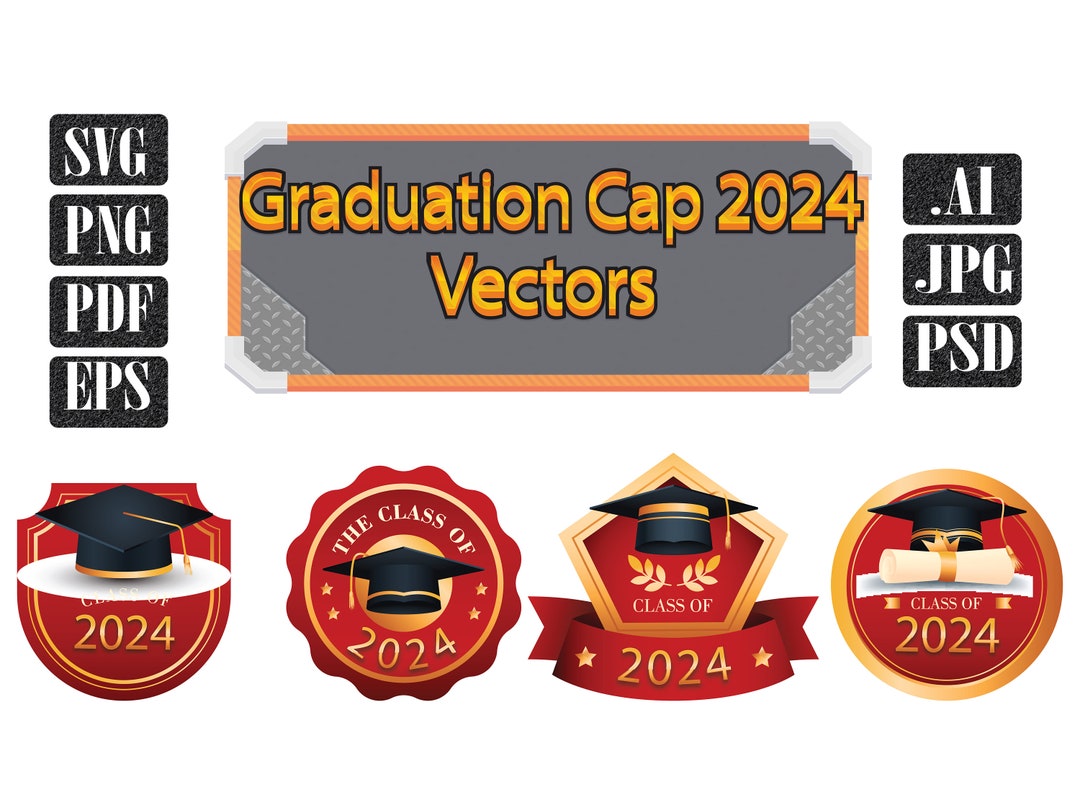 2024 Graduation Hat SVG Bundle for High School Pass Out Cap Senior 2024 ...