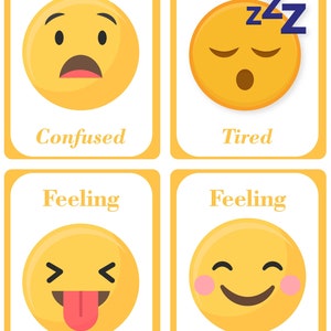 Feelings Flash Cards for Kids - Educational Printable - Etsy
