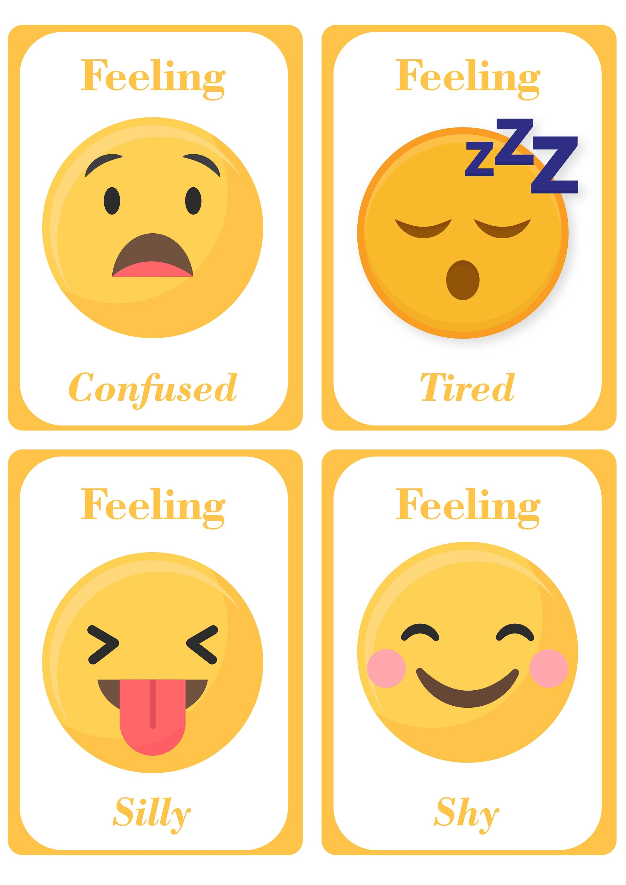 Feelings Flash Cards for Kids Educational Printable - Etsy