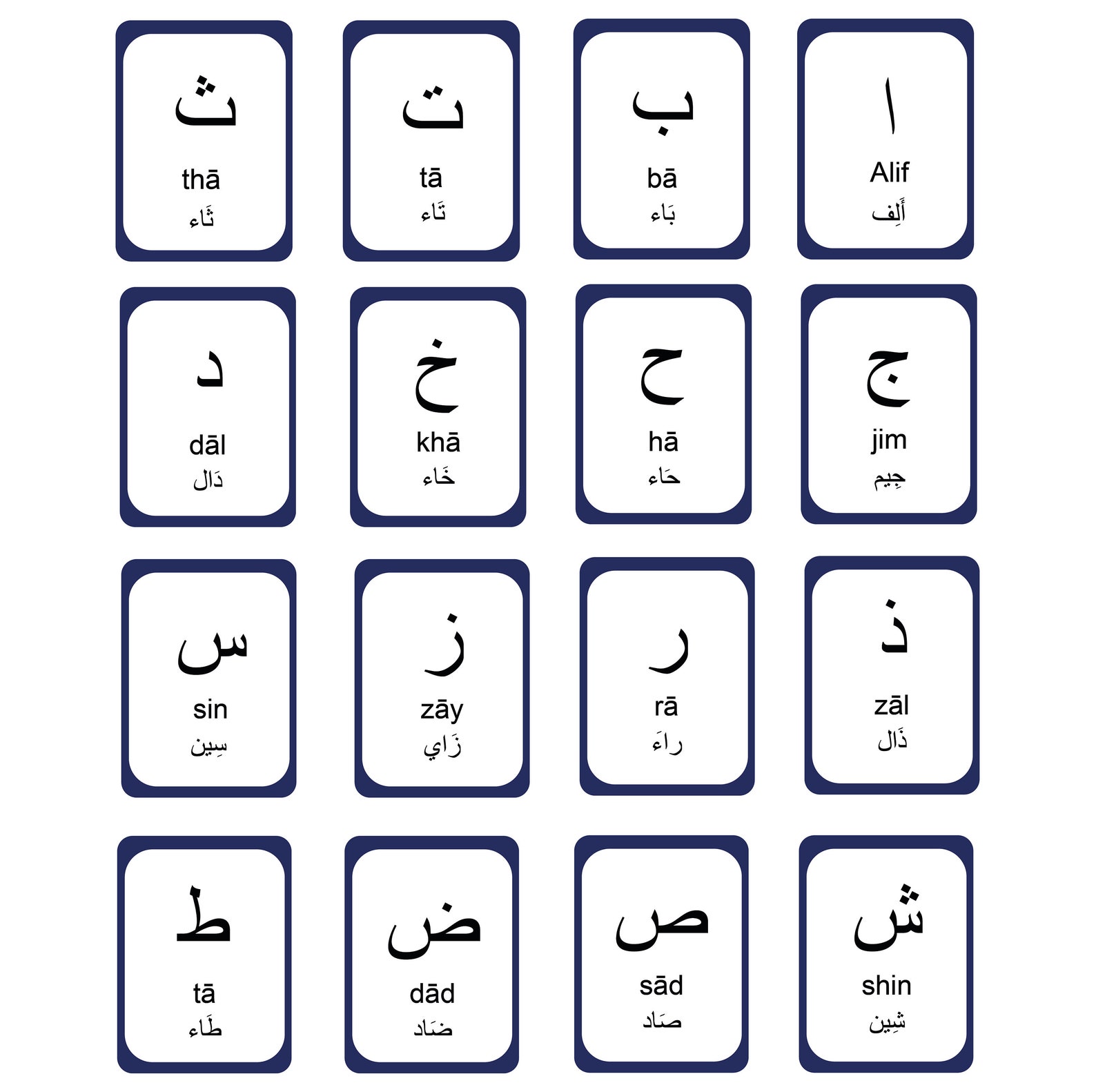 Arabic Alphabets Flash Cards Printable Cards PDF Download Letters for ...