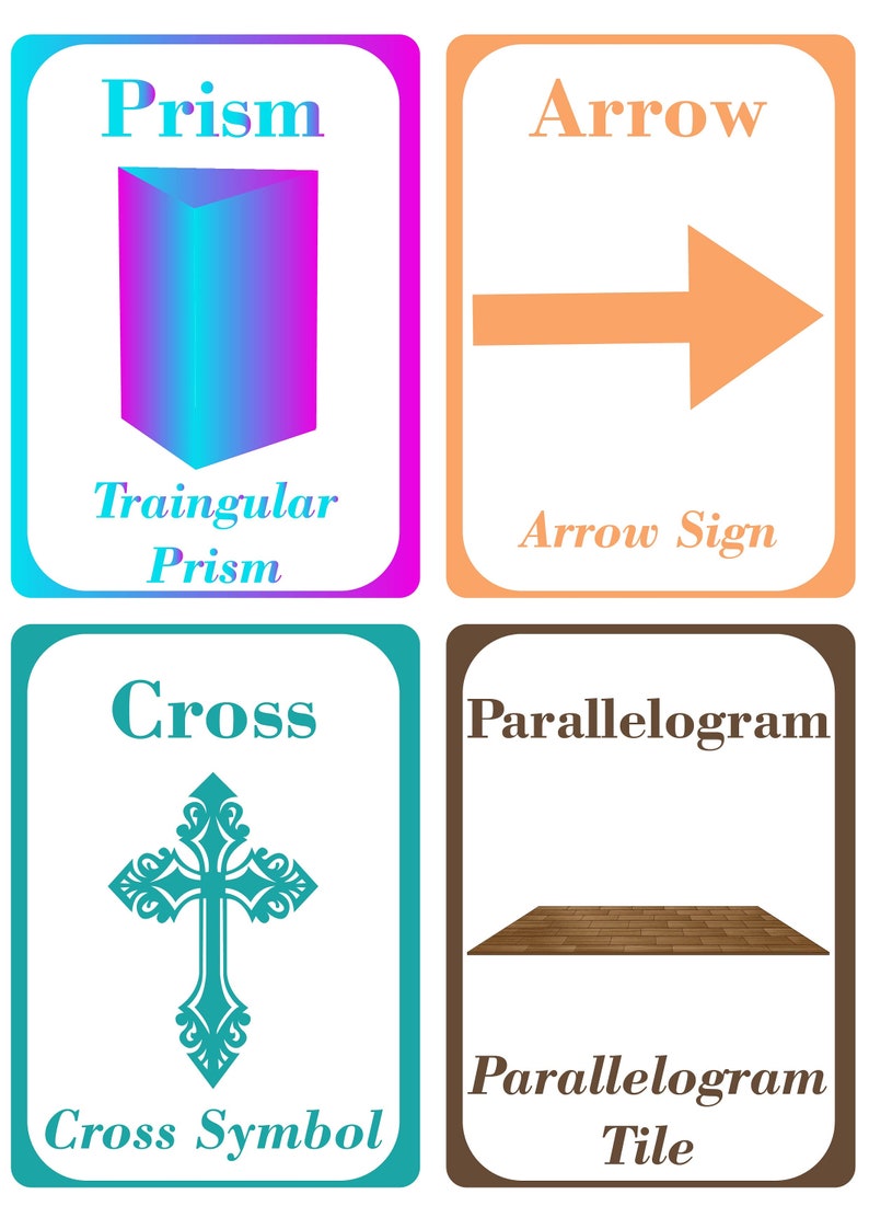 Shapes Flash Cards for Kids - Circle, Triangle, Square, and More - Etsy