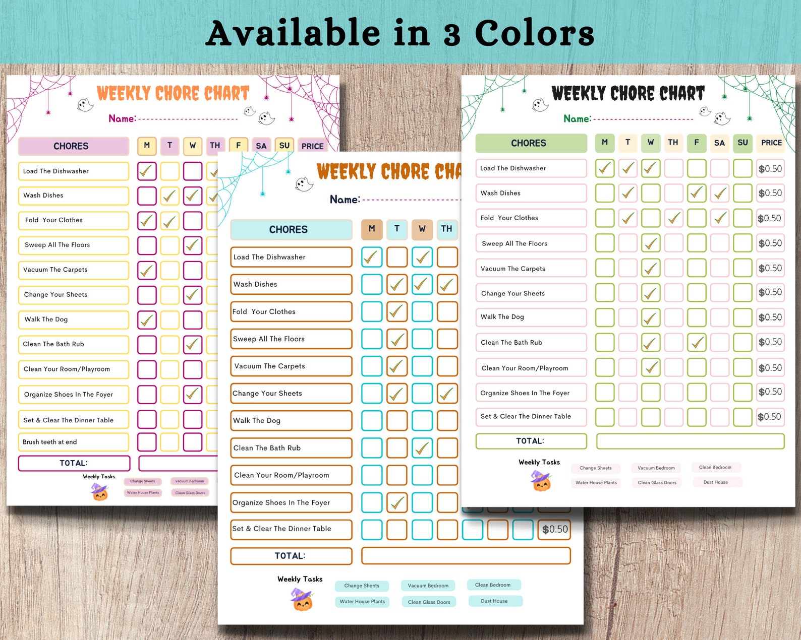 Printable Editable Kids Chore Chart Allowance Tracker Daily - Etsy