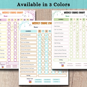 Printable Editable Kids Chore Chart, Allowance Tracker, Daily Routine ...