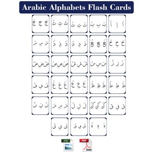 Arabic Alphabets Flash Cards With Short Vowels - Digital Download - A4 ...