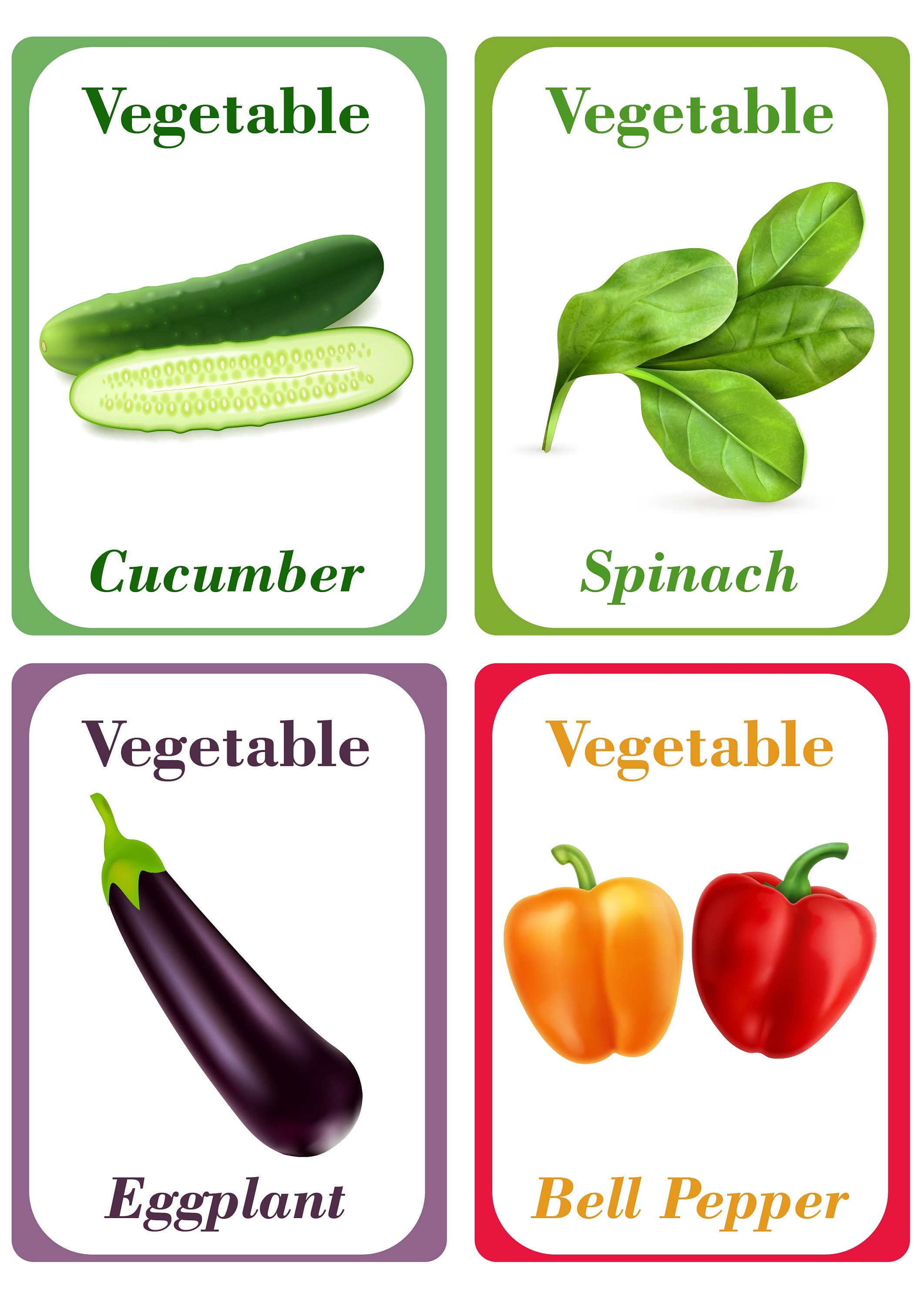 Vegetable Cards Flash Cards for Kids Educational and Fun Learning Tool ...