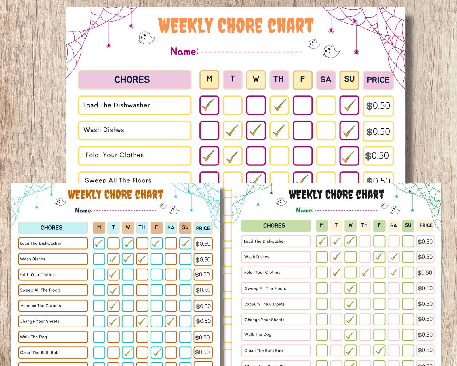 Printable Editable Kids Chore Chart Allowance Tracker Daily - Etsy