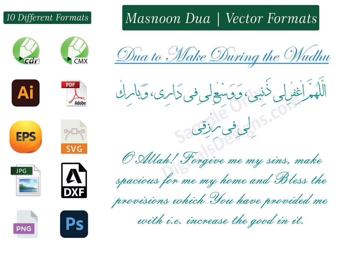 Dua While Doing (during) Ablution Wuzu in Arabic and English Printable ...