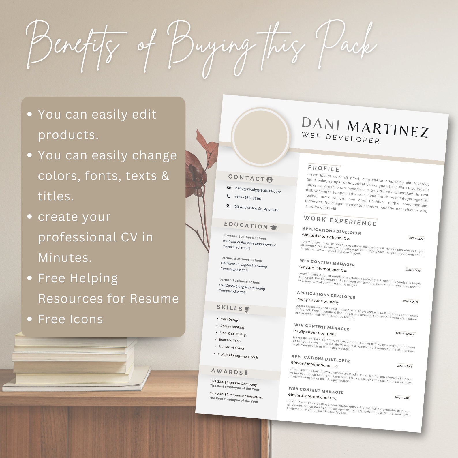 Modern Resume Template 2024 | Word and Pages Resume Template | Resume ...