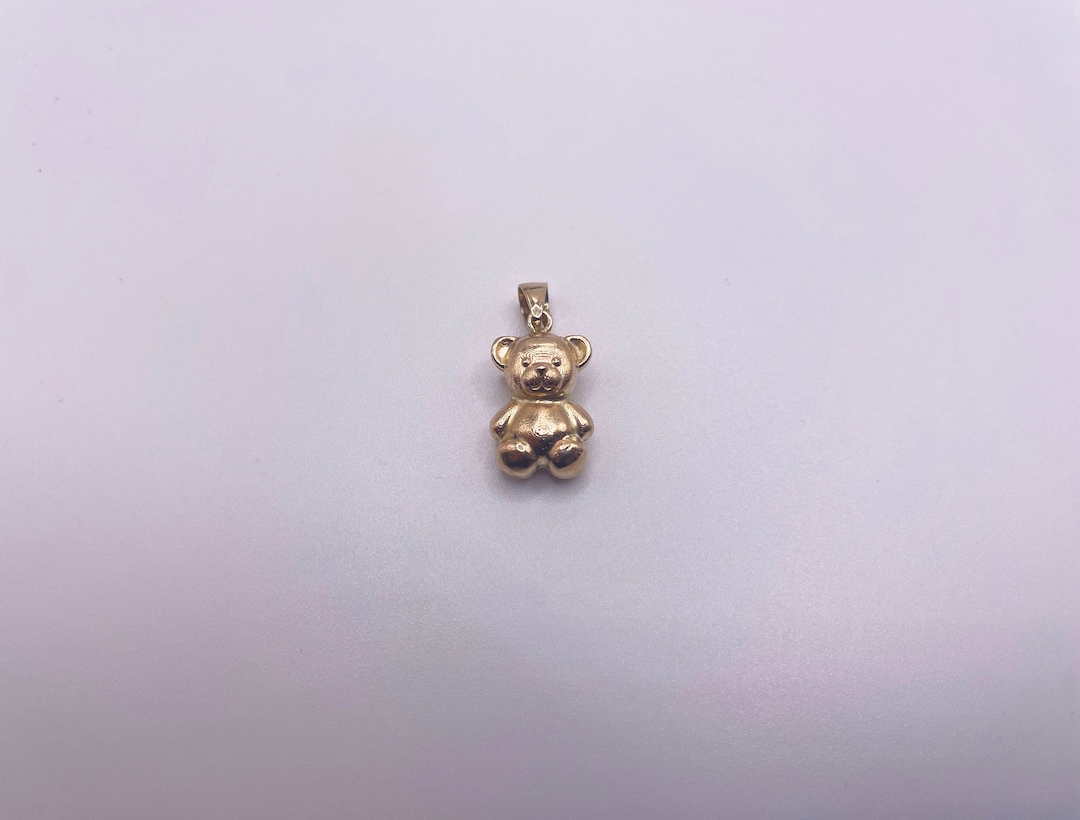 Solid 10K Teddy Bear Gold Charm 10K Real Gold Teddy Bear 10 - Etsy